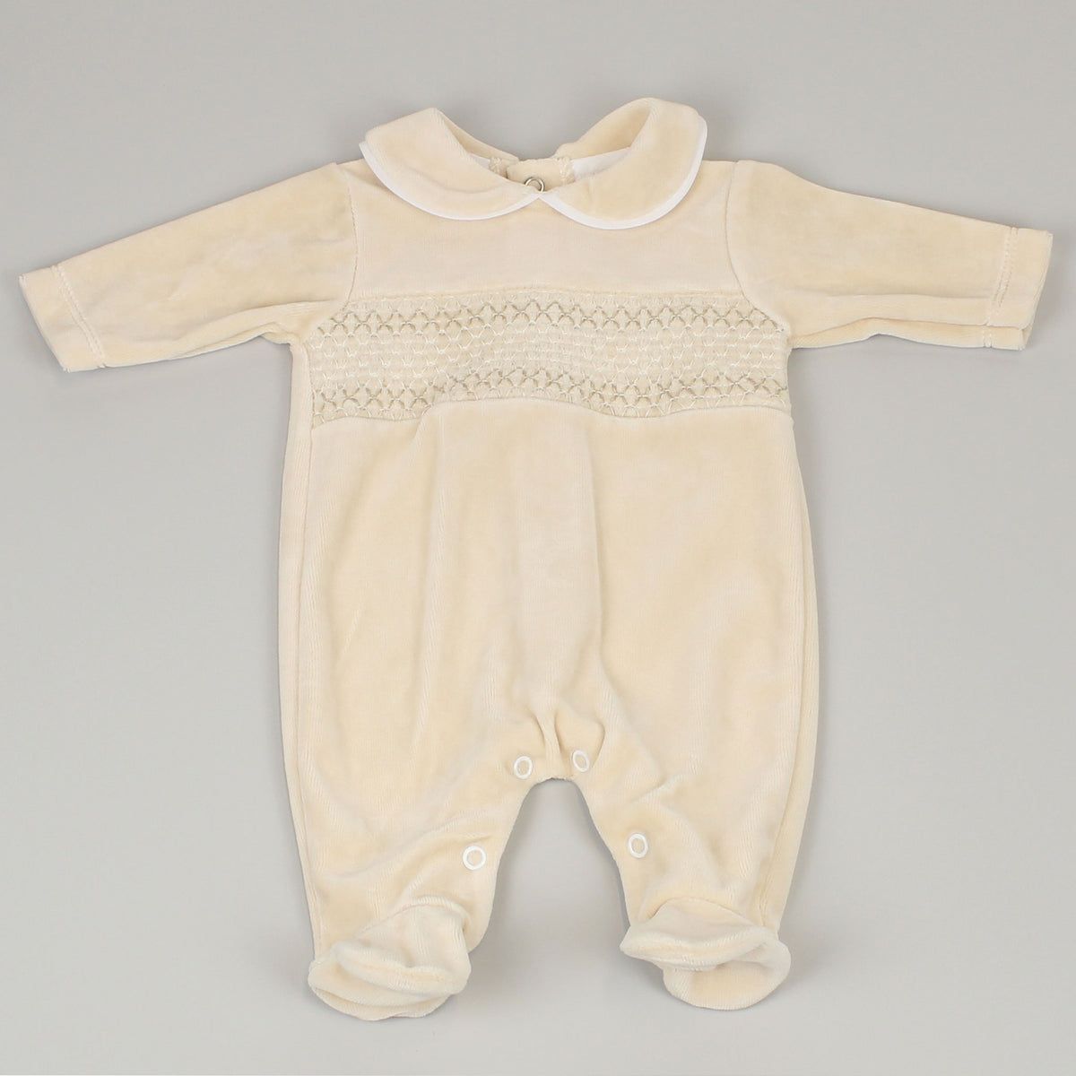 Baby Unisex Velour Sleepsuit - Beige – Lullaby Lane Baby Shop