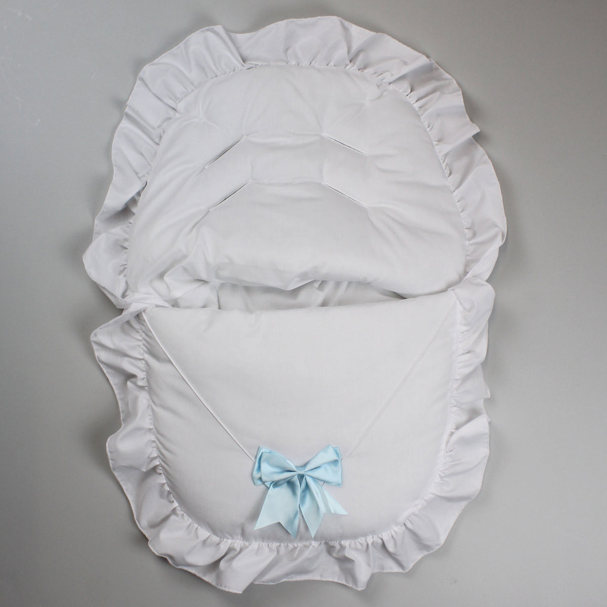 Car Seat / Cosy Toes - White With Blue Bow – Lullaby Lane Baby Shop