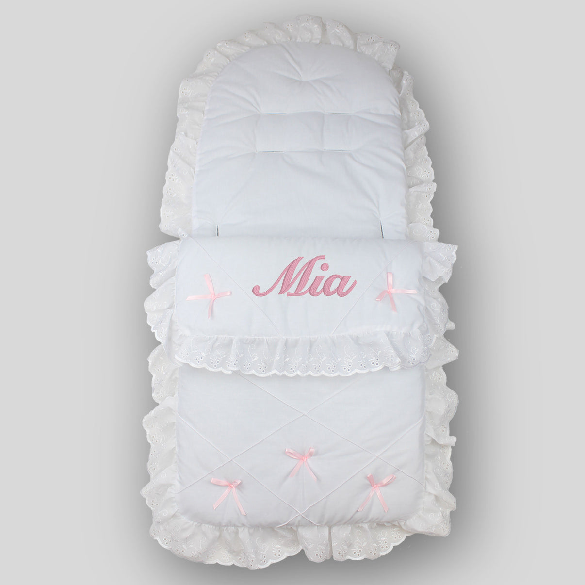 Cosytoes for Girls - Personalised Footmuff with Pink Ribbons – Lullaby ...